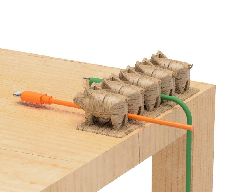 Free STL file USB cable holder (Pigs type) 💾 ・3D printer design to ...