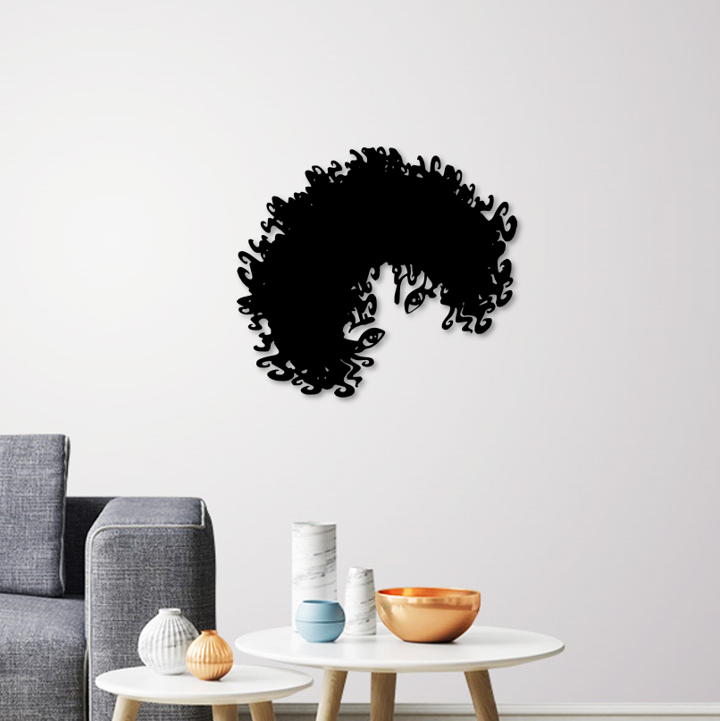 STL file curly hair lady wall art ・Model to download and 3D print・Cults