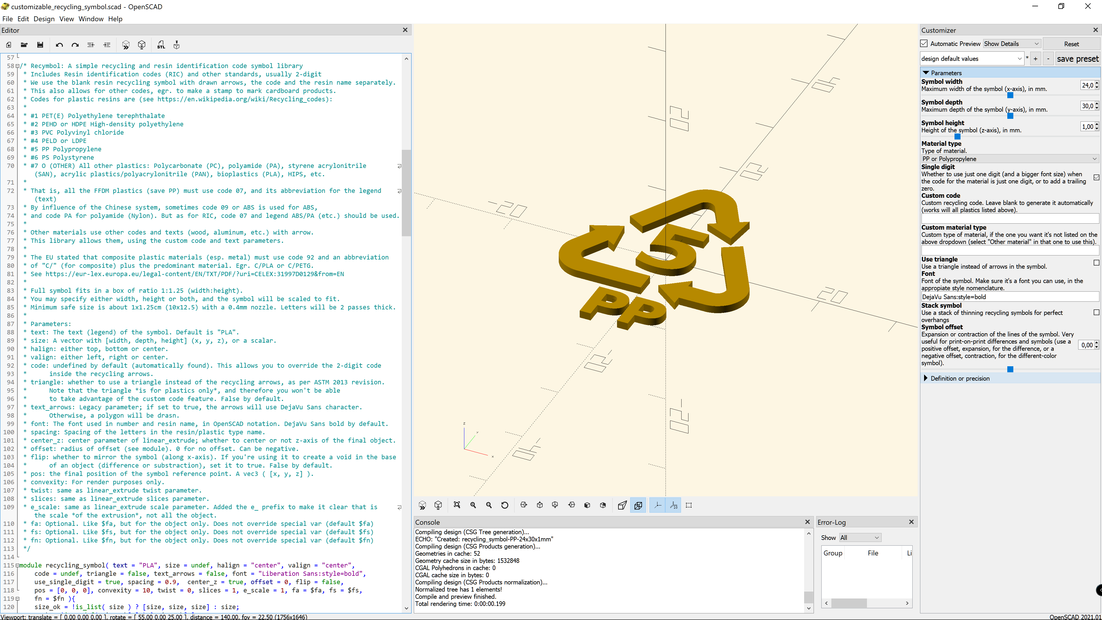 Free SCAD file Recymbol - Customizable recycling symbols and library. ♻ ...