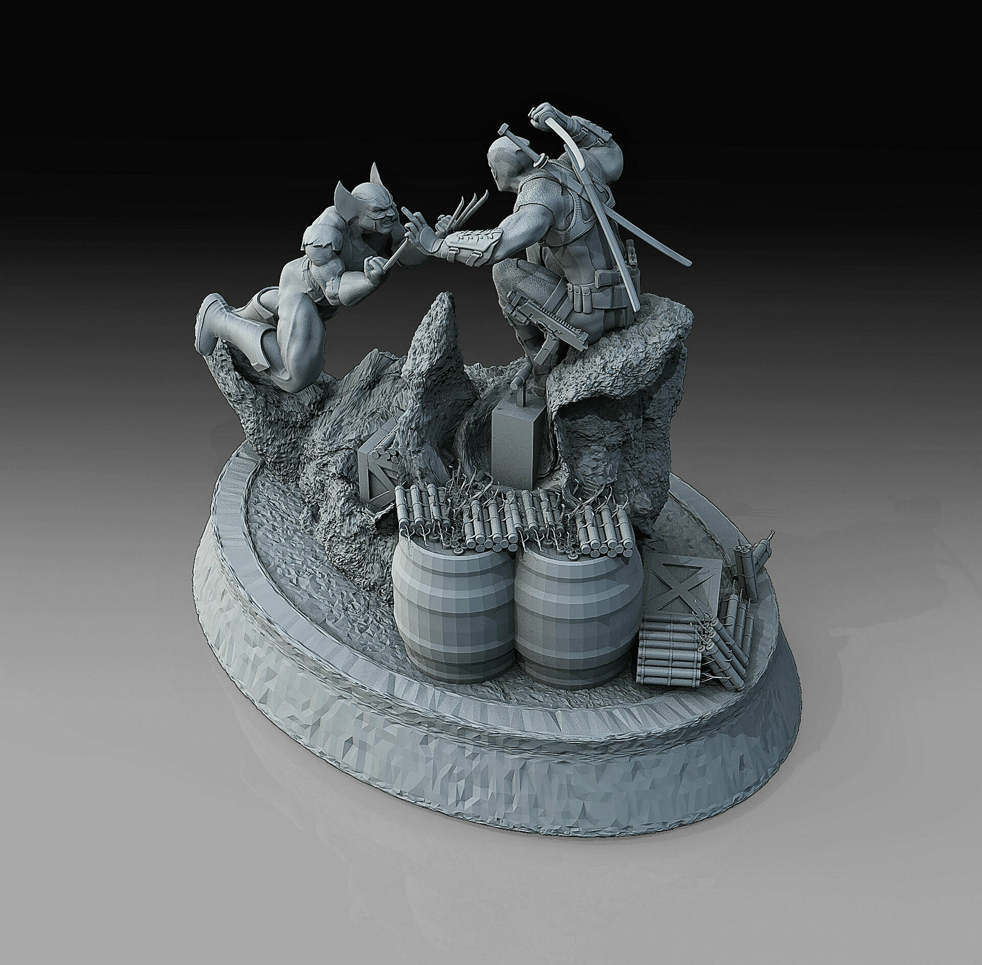 STL file Wolverine vs Deadpool Base 👾 ・3D printer model to download・Cults