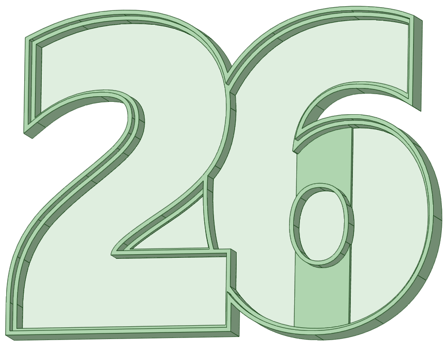 🔢 Shared numbers 26 75mm cutter・ STL File for ・Cults