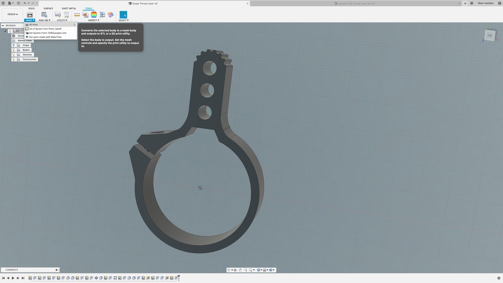 🔫 Customizable Scope Throw Lever・Free 3D File for ・Cults