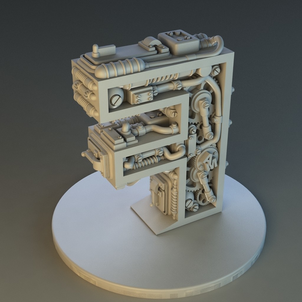 🏠 Steampunk letter F・ STL File for ・Cults