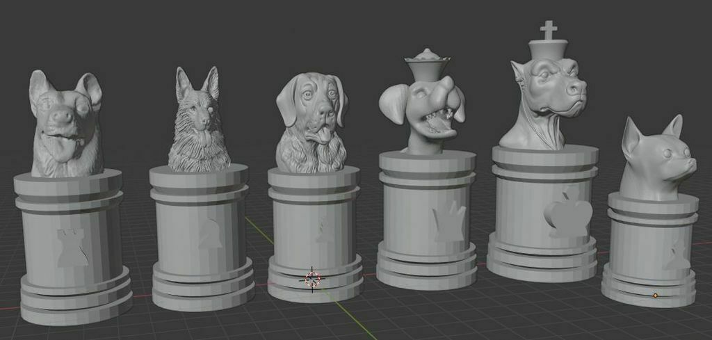 🐕 Dogs Chess Set・Free STL File for ・Cults