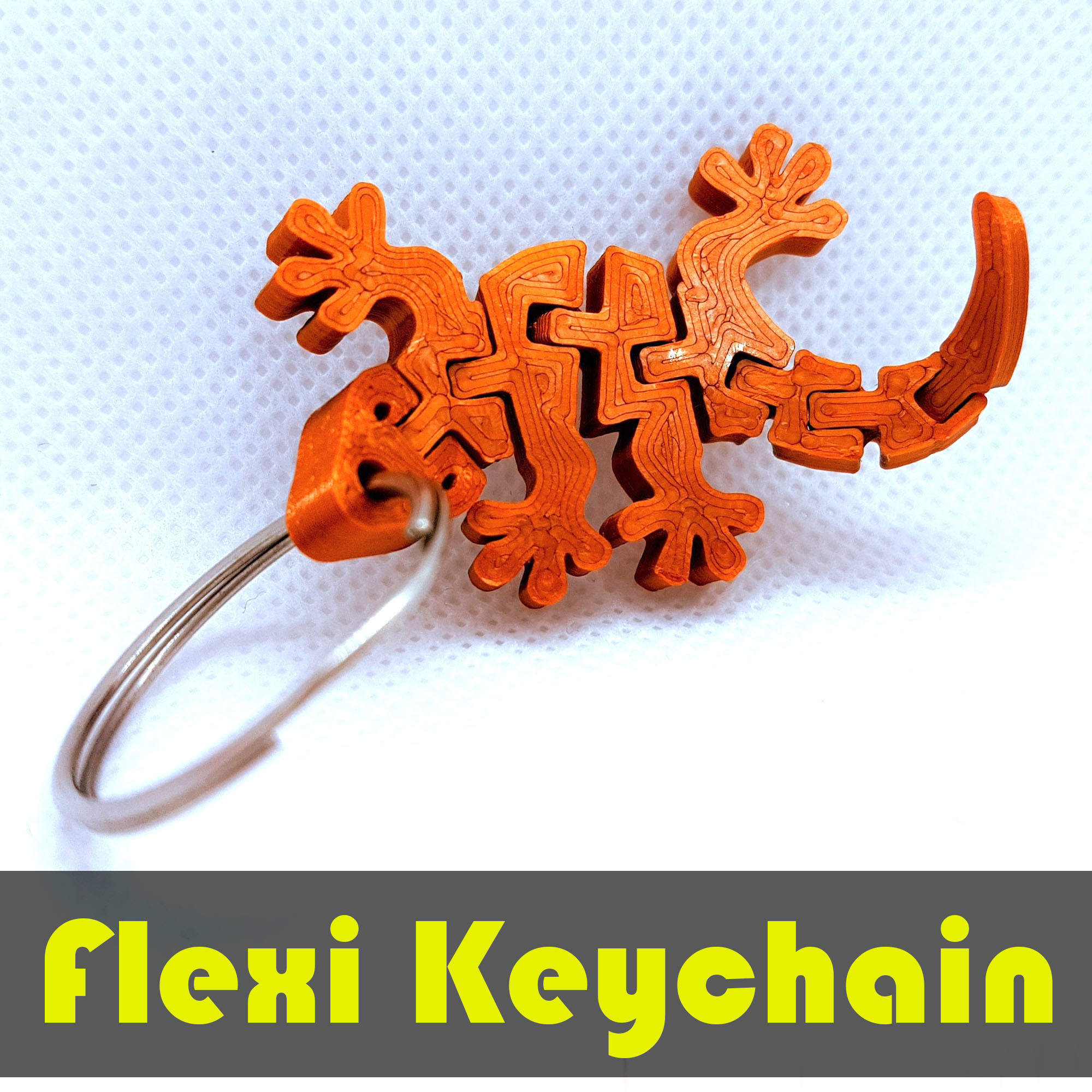 🗝️ Flexi Articulated Keychain - Gecko・Free STL File for ・Cults