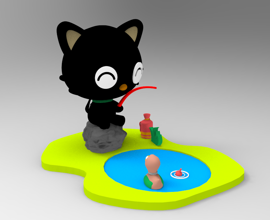Archivo 3D CHOCOCAT PESCANDO Amigo Hello Kitty 👋 ・Plan para descargar y ...