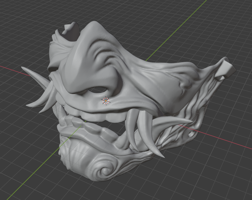 🗡️ Oni Samurai mask with big 6 fangs for cosplay・ STL File for ・Cults