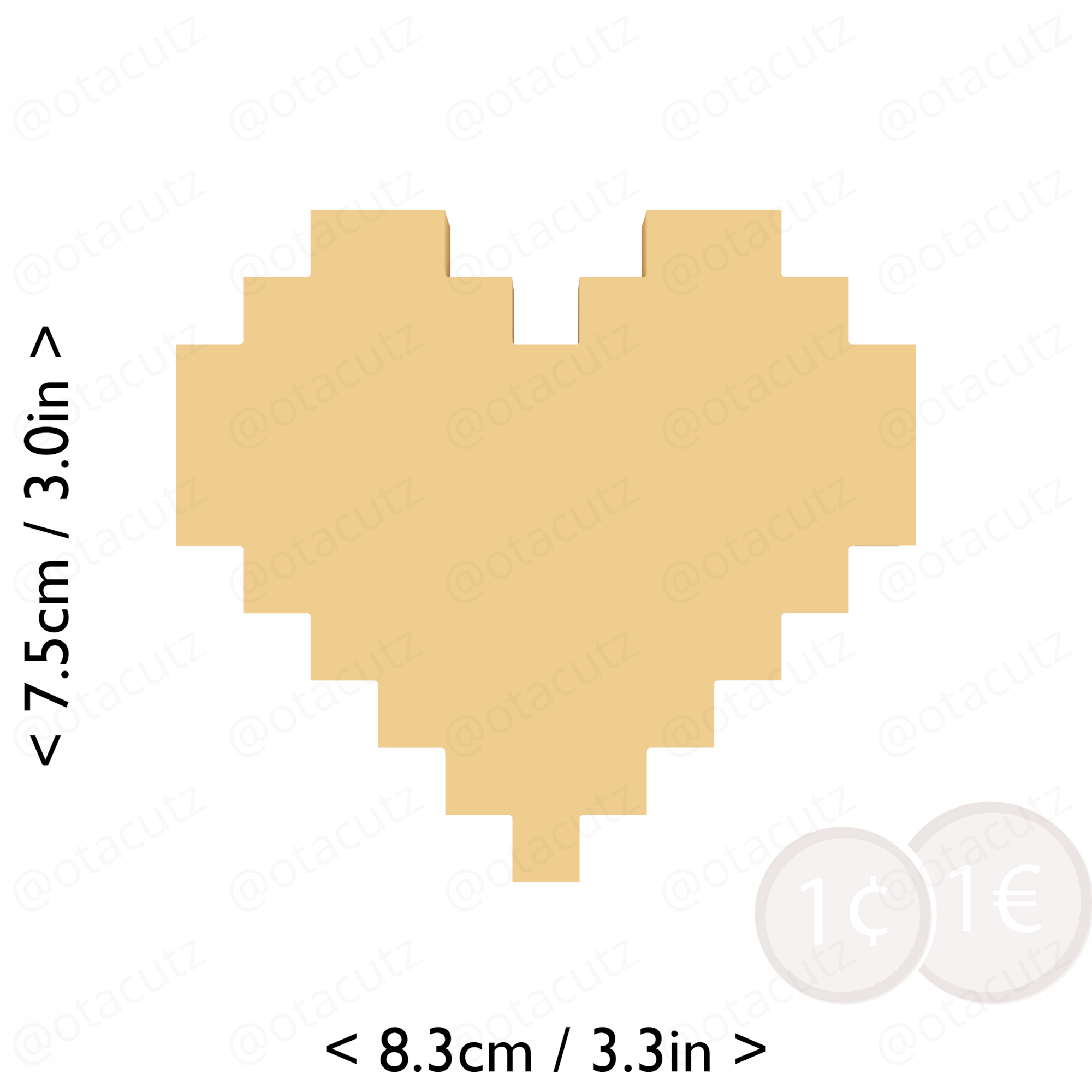 STL file Pixel Heart Cookie Cutter 3.25in / 8.3cm 💜 ・3D print design to ...