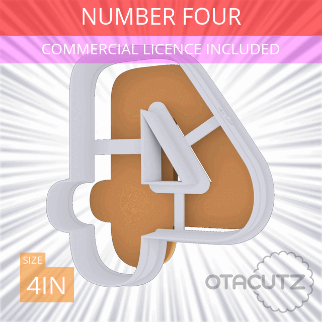 STL file Number Four Cookie Cutter 4in / 10.2cm 🍪 ・3D printing idea to ...