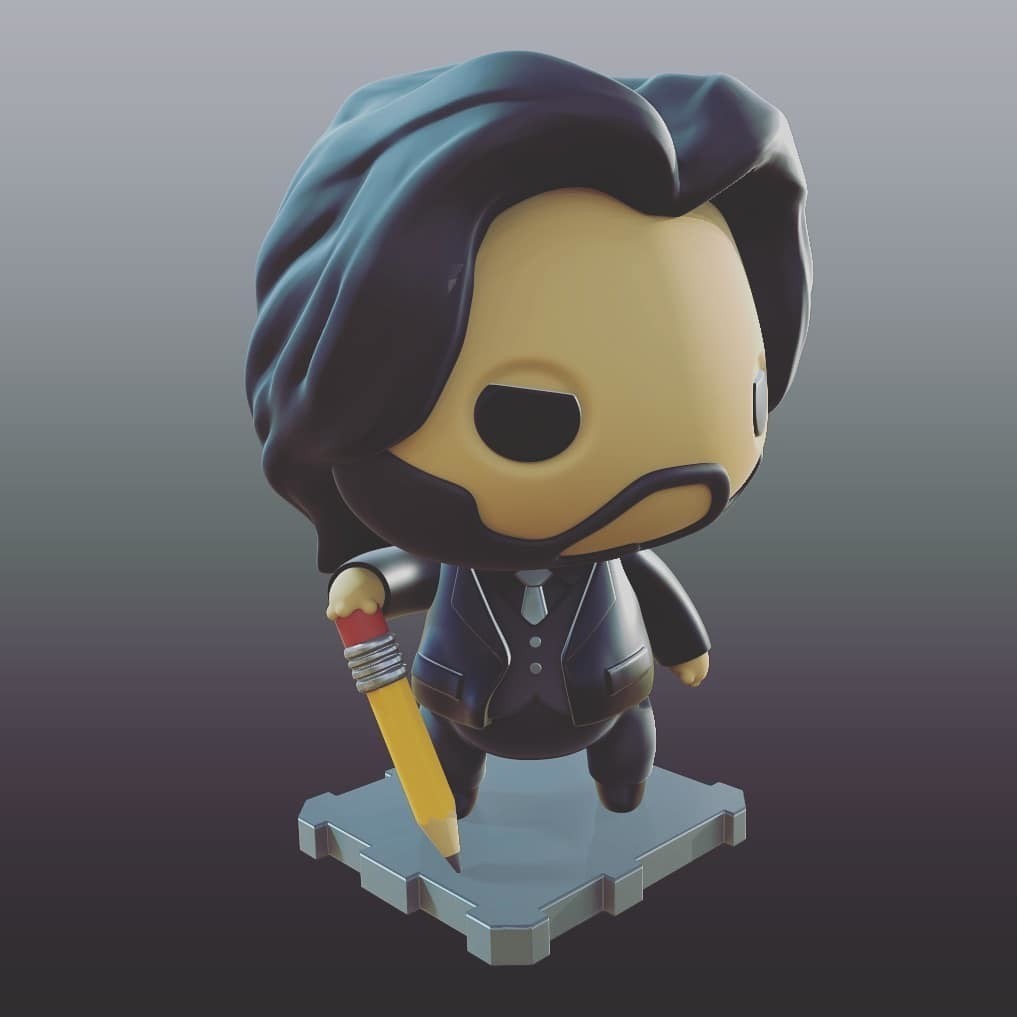🔫 John Wick (Gun & Pencil) [FIX]・Free STL File for ・Cults