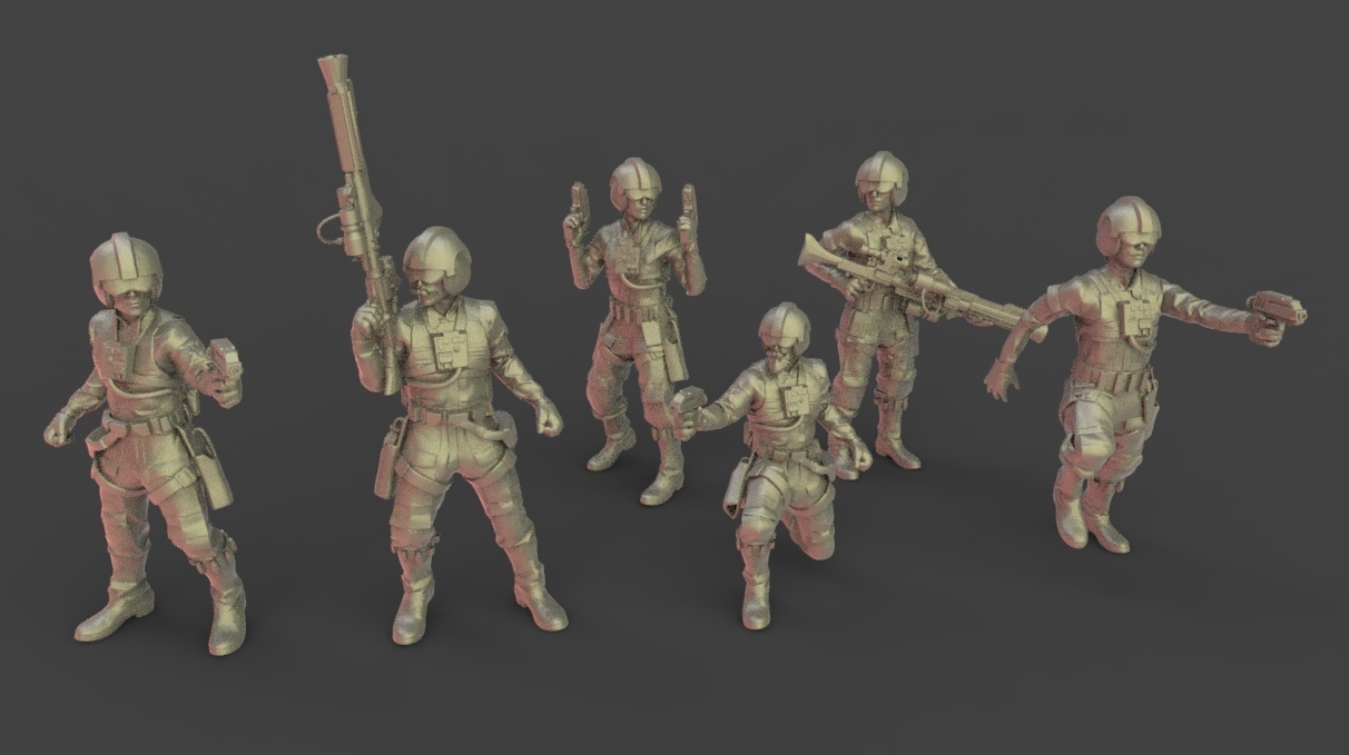 STL file star wars legion rebel pilots with helmets ⭐・3D printing ...