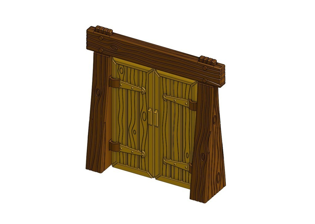 🪵 Wood Dungeon Door w/ Straight Header - Working・Free STL File for ・Cults