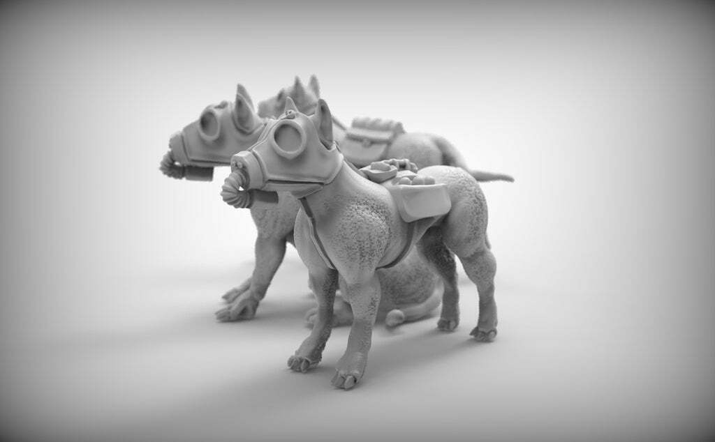 🐕 War dogs x3 (with gear)・Free STL File for ・Cults