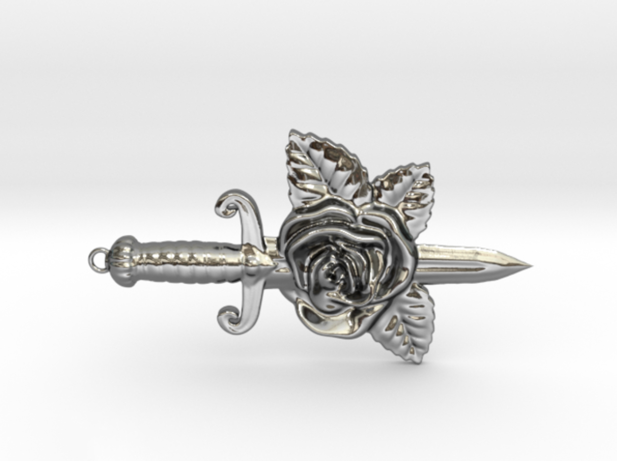 STL file Dagger & Rose Pendant, charm or decoration. 🗡️ ・Design to ...