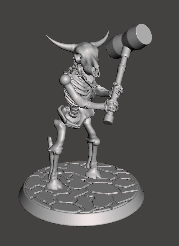 💀 Skeleton Beastman Warriors - Melee Bull Brawlers・Free STL File for ・Cults