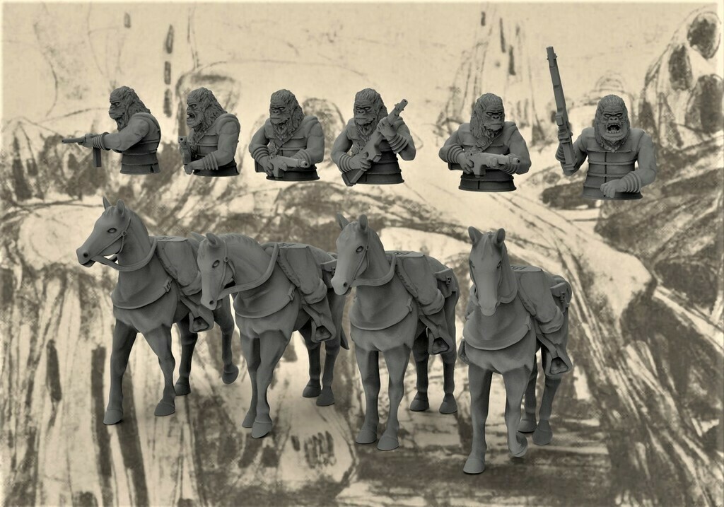 🪐 Planet of the Apes Gorilla Soldier Mounted Cavalry・Free 3D File for ...