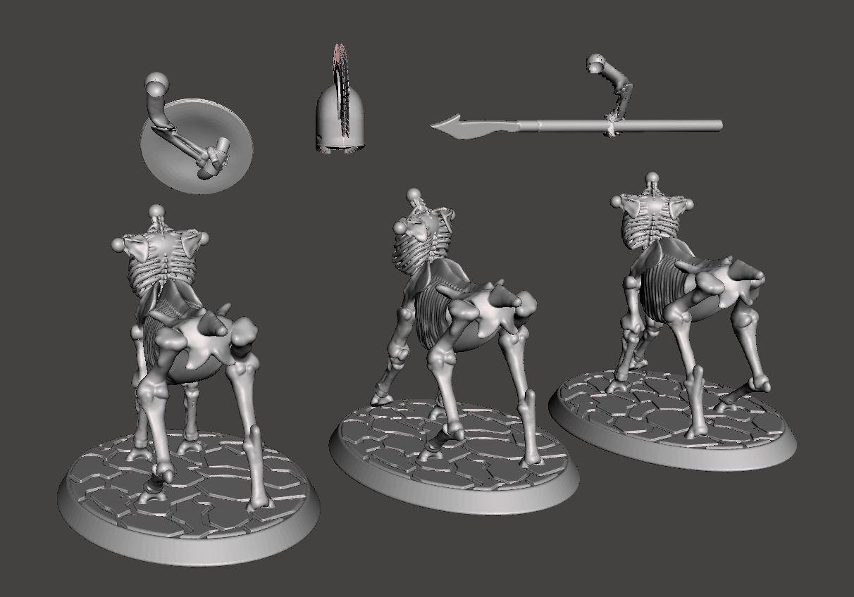 💀 28mm - Undead Skeleton Centaur Miniature・Free STL File for ・Cults