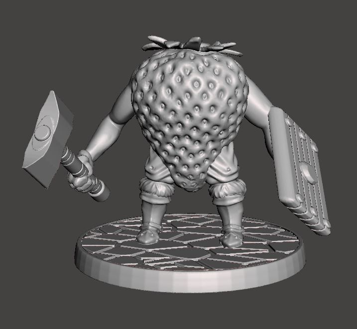 🍓 28mm Strawberry Knight v1 - "Strawbarian"・Free STL File for ・Cults