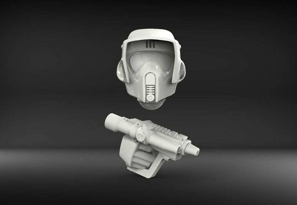 ⭐ Star Wars Biker Scout Head and Pistol Gun Hand for Mini Conversion ...
