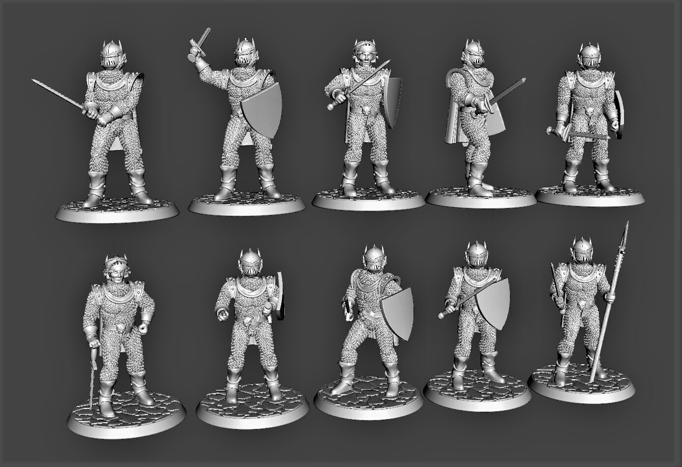 🏙️ 28mm Miniature Black Town / City Guard - Knight with Sword・Free STL ...