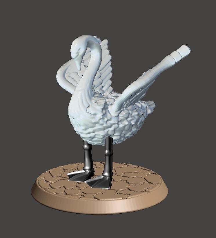 🦢 28mm Battle Swan. Halfling Mount・Free STL File for ・Cults