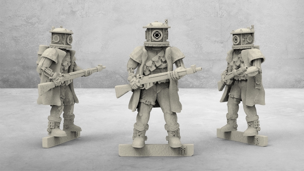 💂 Exhausted Cyber Auxiliary Guard - Retro Weird War Soldier・Free 3D ...