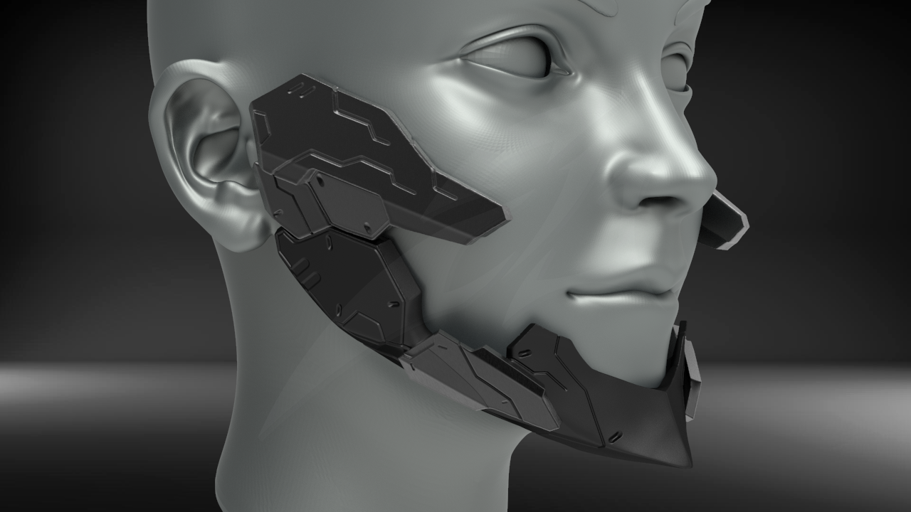 🥷 Cyborg Jaw Armor V2・ STL File for ・Cults