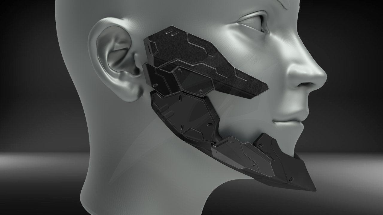 🥷 Cyborg Jaw Armor V2・ STL File for ・Cults