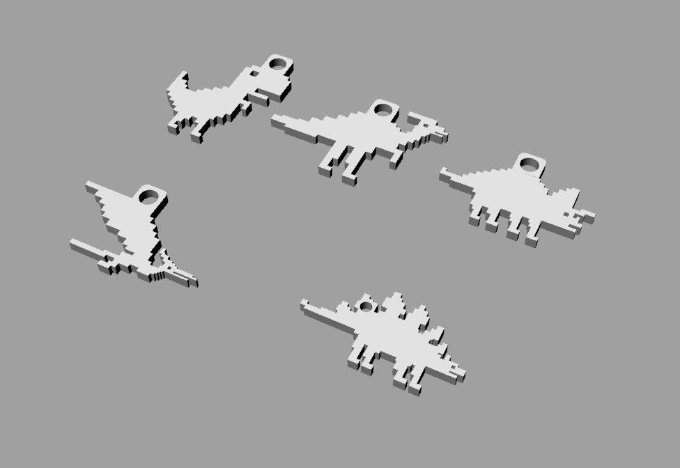 🦖 dino 8-bit keychain・Free STL File for ・Cults