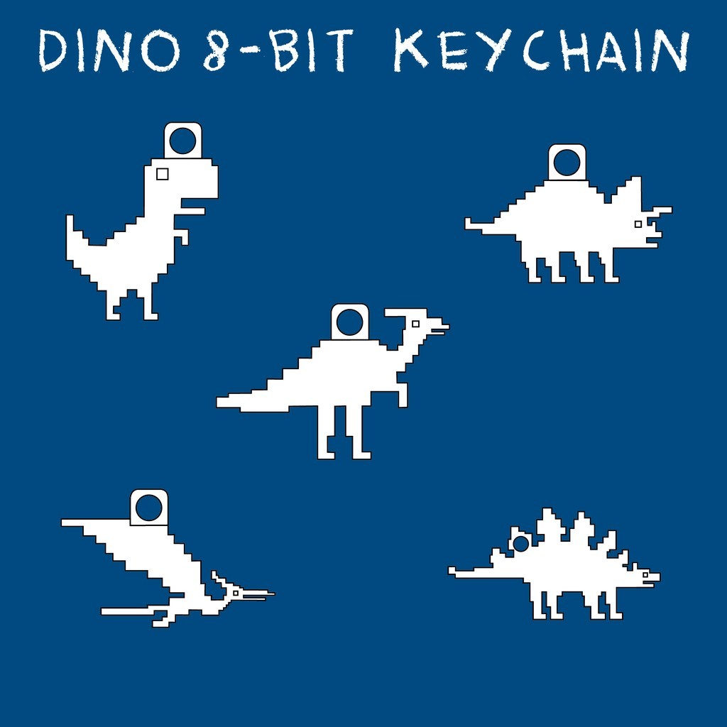 🦖 dino 8-bit keychain・Free STL File for ・Cults