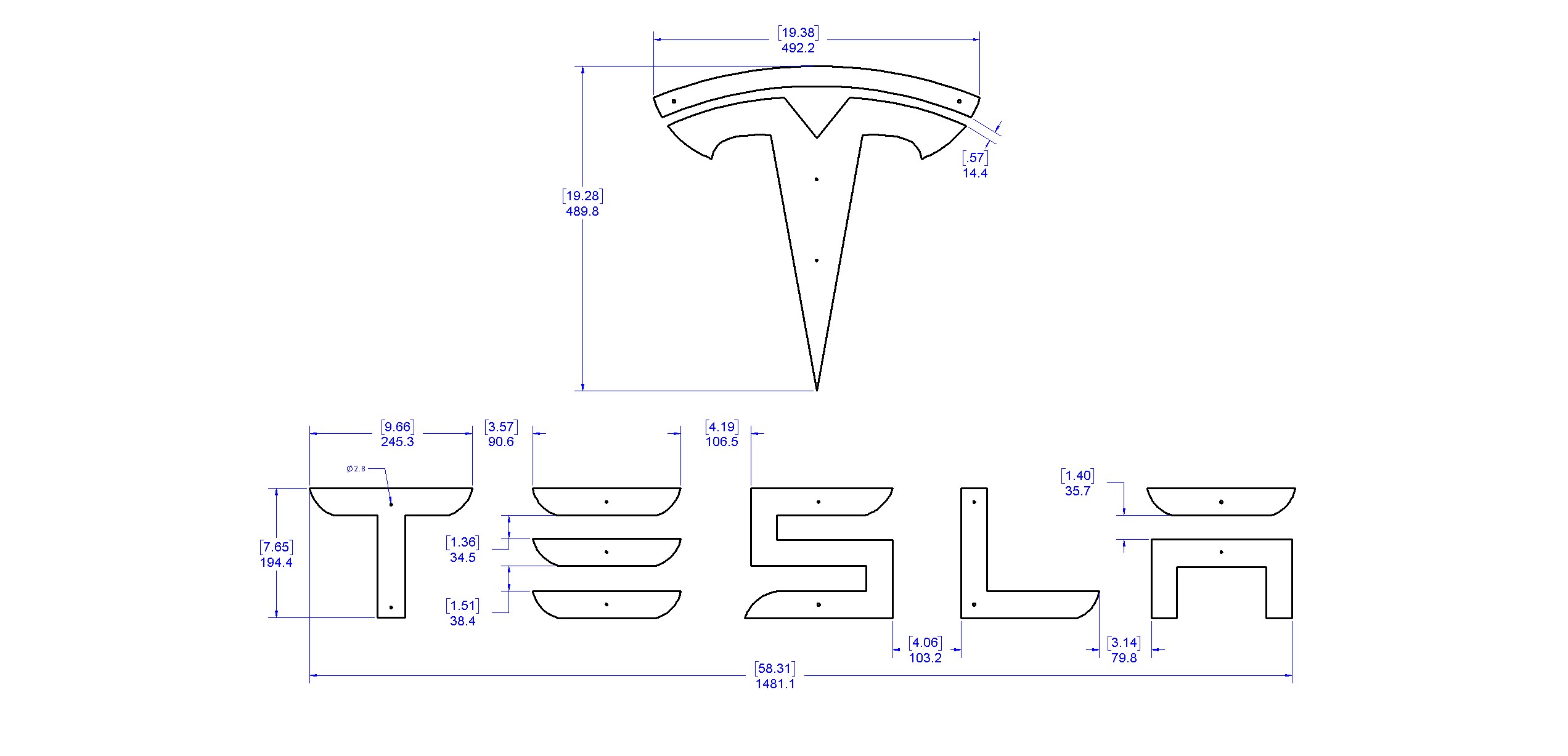 🍎 Tesla large Logo for wall mounting・ STL File for ・Cults