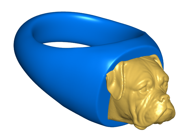 🐕 Boxer Dog Signet Ring with Resizing Instructions・Free STL File for ・Cults