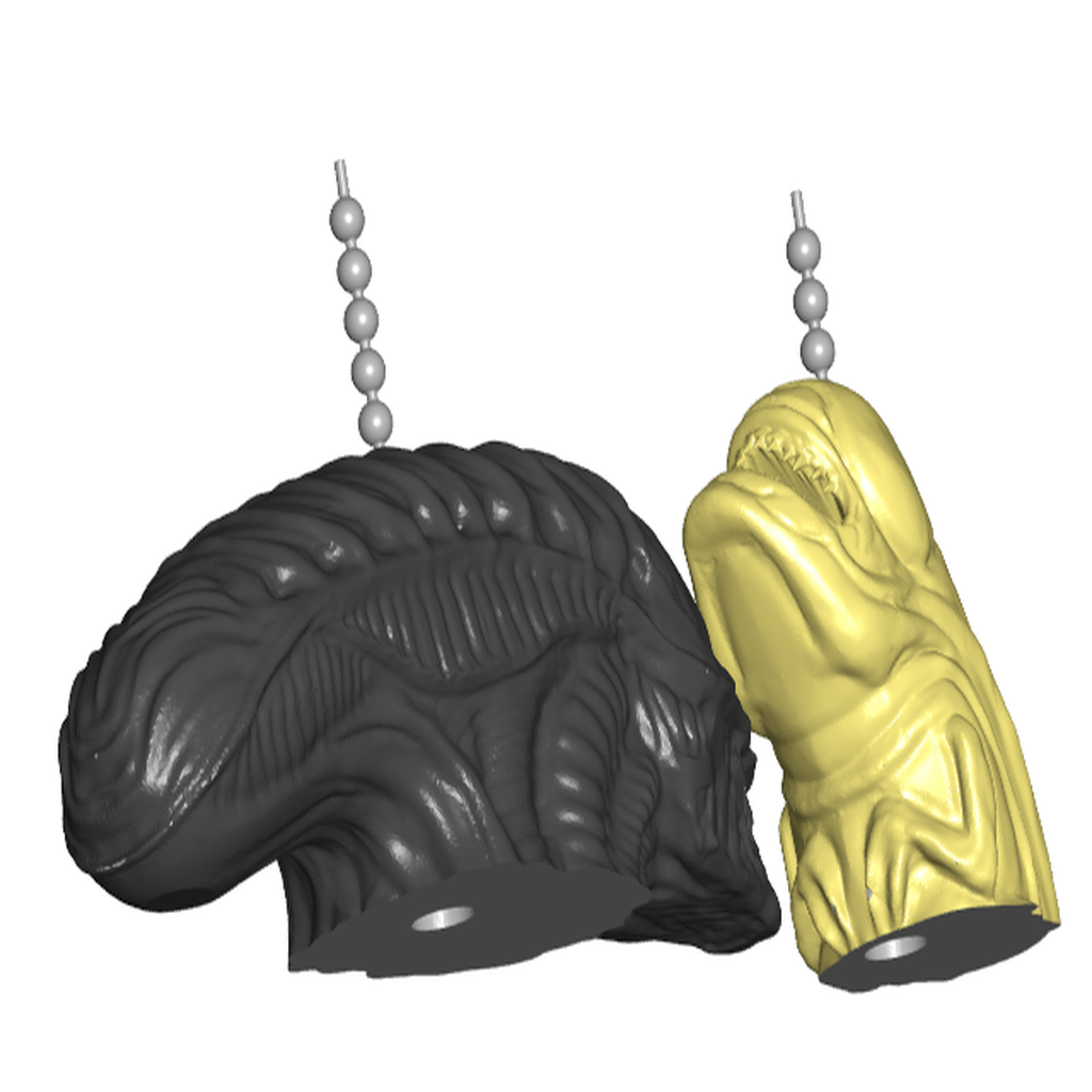 👽 Alien Xenomorph | Chestburster Pull Ball Chain, Keychain Knob ...