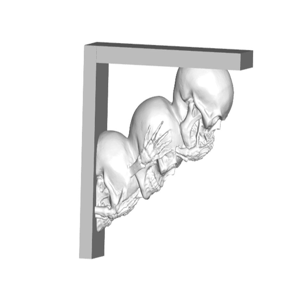 💀 3 Wise Skulls Shelf Brackets (Nuclear Tape Mount)・Free STL File for ...