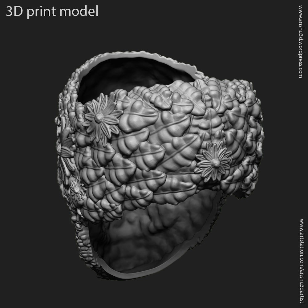 3D file Skull leaf vol1 ring 💀 ・3D printable model to download・Cults
