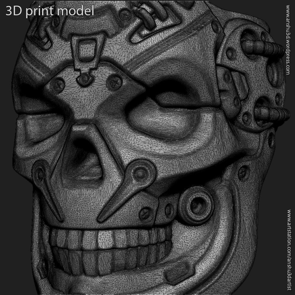 💀 robotic skull vol 2 ring・ 3D File for ・Cults