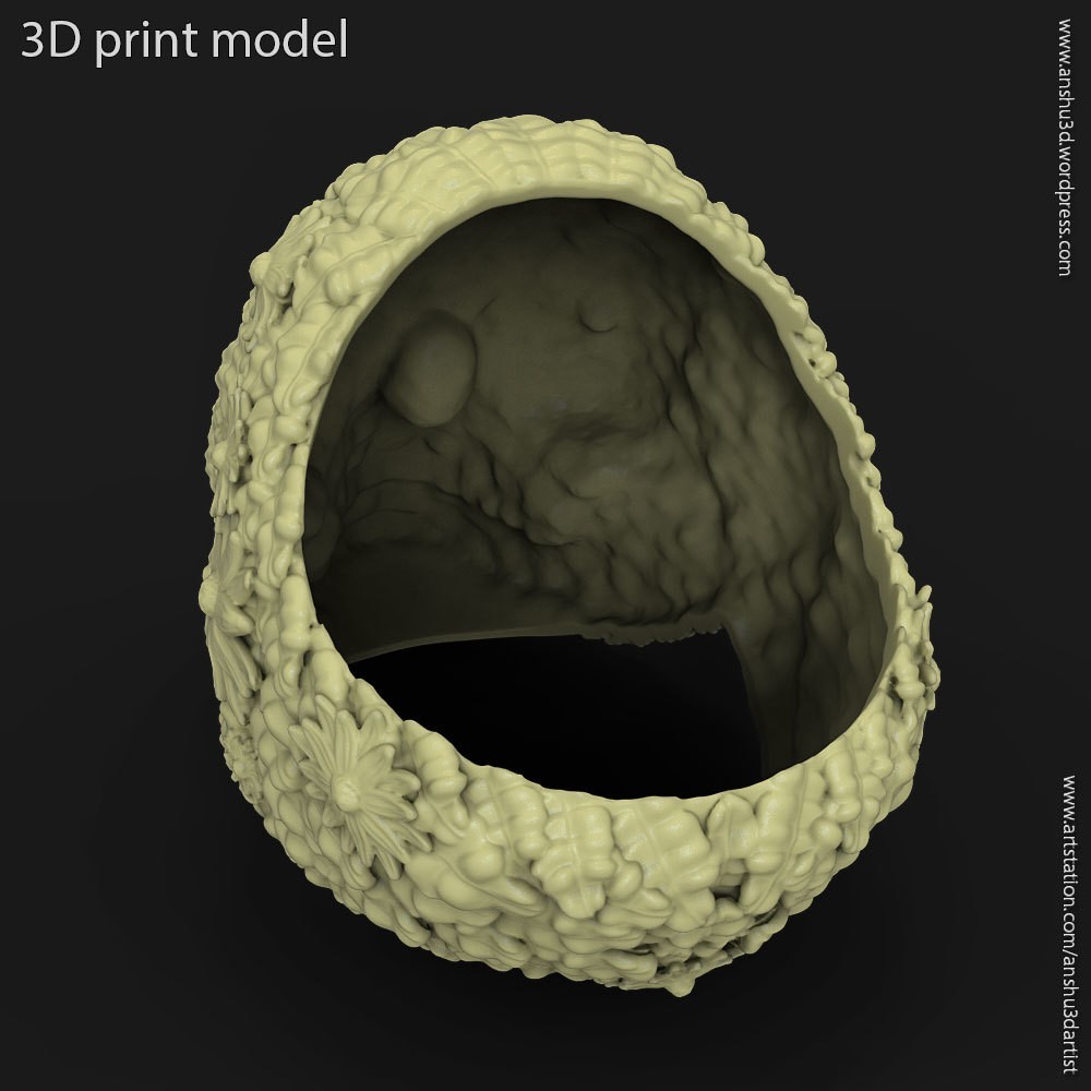 3D file Skull leaf vol1 ring 💀 ・3D printable model to download・Cults