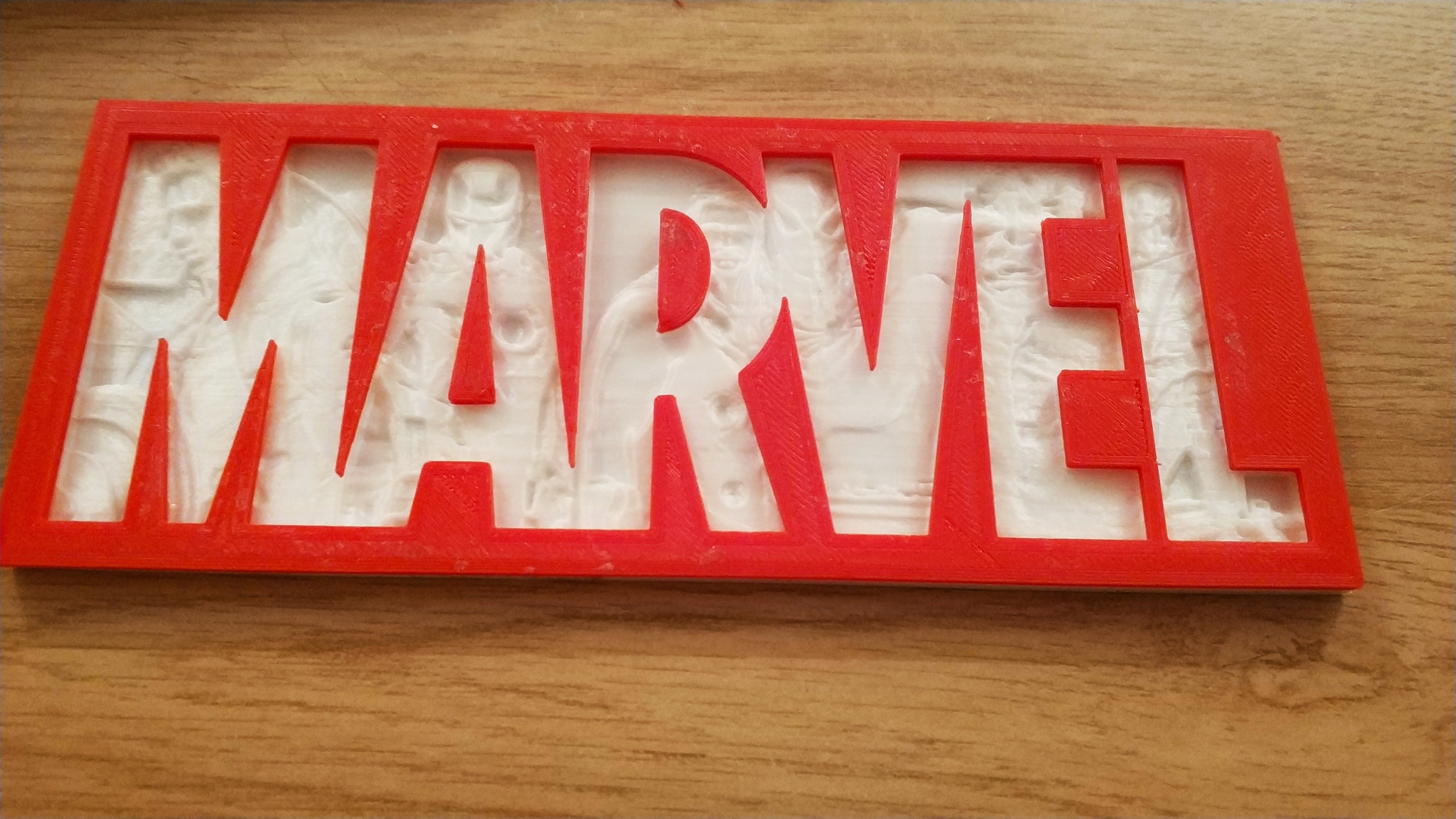 3D printed Marvel Logo Lithophane • made with Cr10 mini・Cults