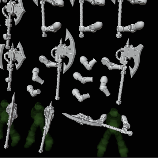 🆕 SONS OF HORUS Carsoran power axes set for new heresy・Fichier 3D pour Impression 3D・Cults