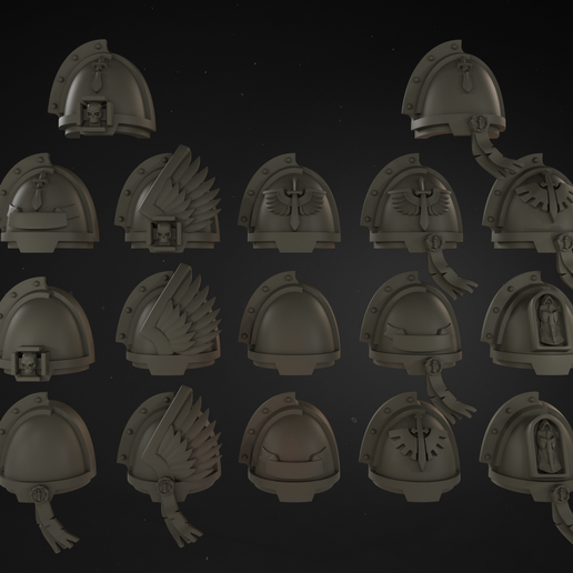 🦸 [604443] Gloomy angels fancy shoulder pads・ 3D File for 3D printing・Cults