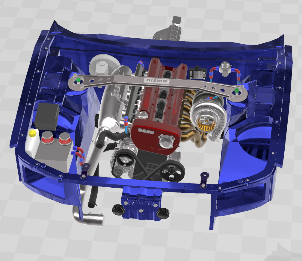 👽 Nissan RB26 RB30 HKS Single Turbo 1/24・ STL File for ・Cults
