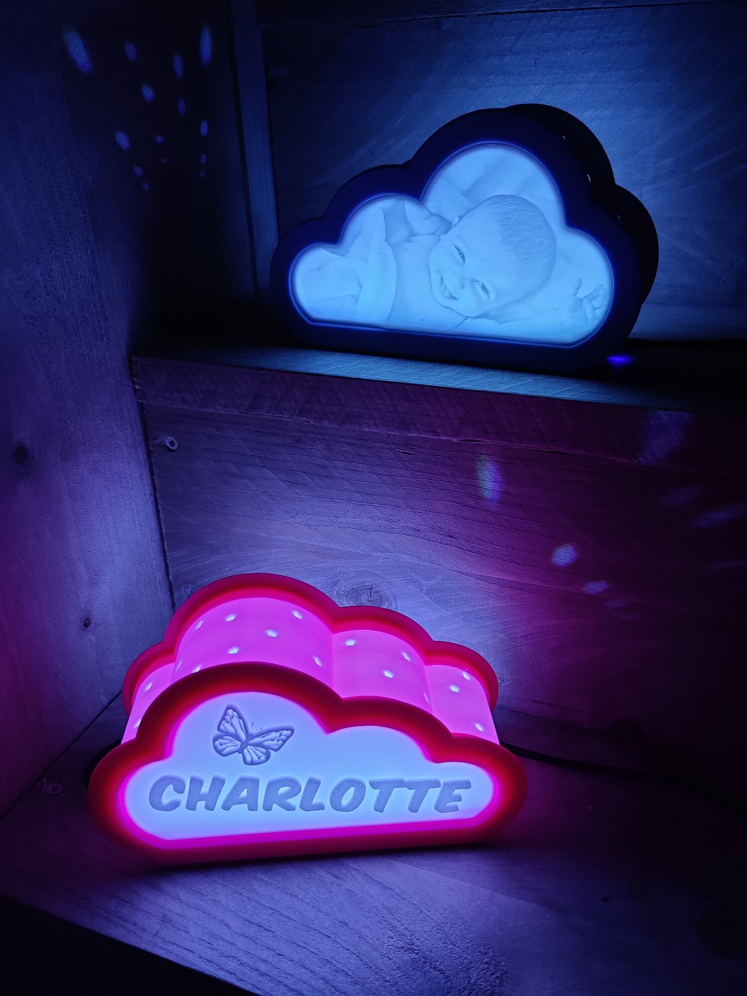 ⛅ Cloudy night light with two sides Lithophane・ STL File for ・Cults