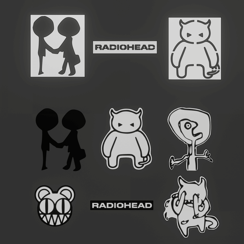 STL file RADIOHEAD STENCILS AND LOGOS 🪨 ・3D printing idea to download・Cults