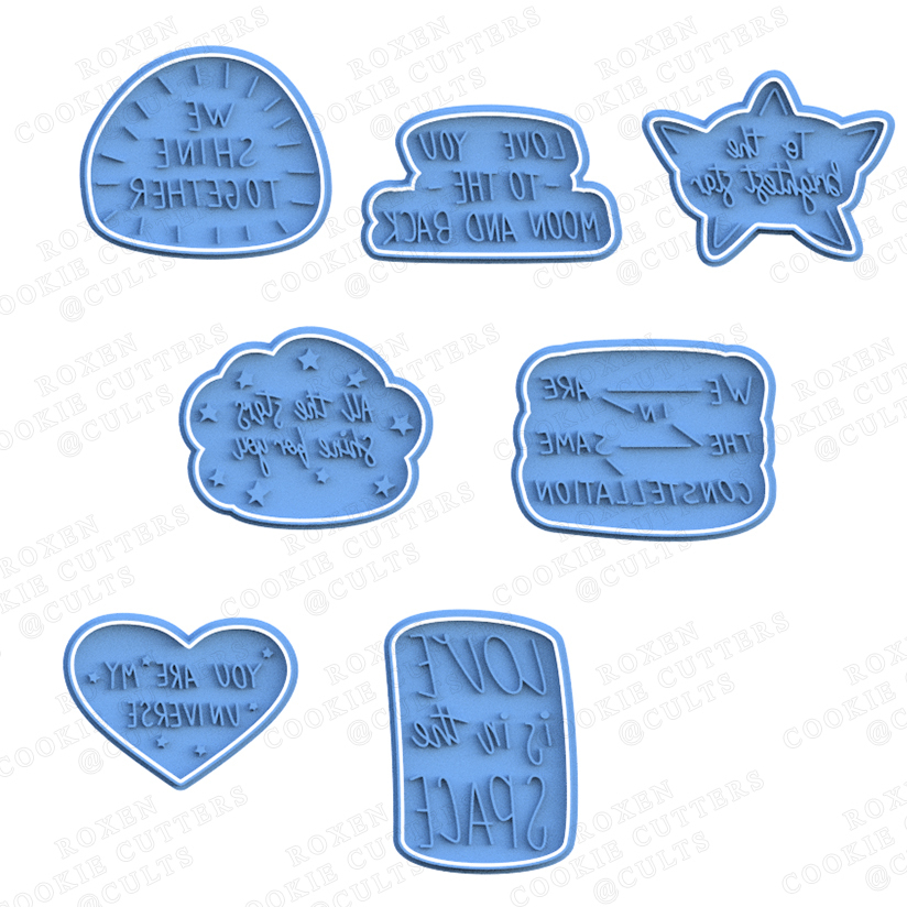 3D File Space Themed Love Quotes Lettering Cookie Cutter Set Of 7 3D File Space Themed Love Quotes Lettering Cookie Cutter Set Of 7