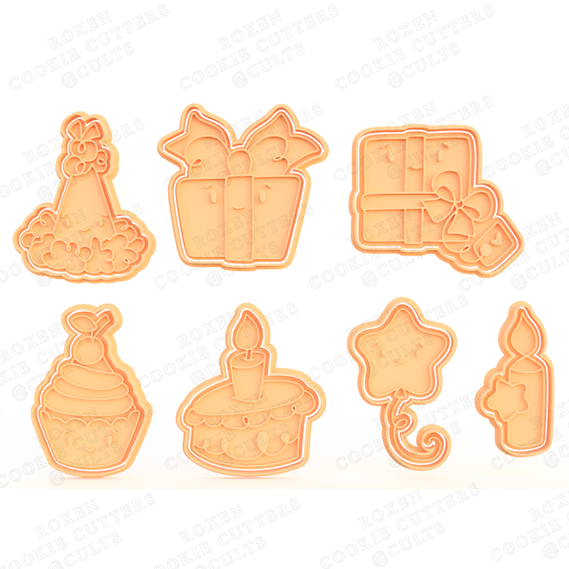 🎂 Birthday cookie cutter set of 7・ 3D File for ・Cults