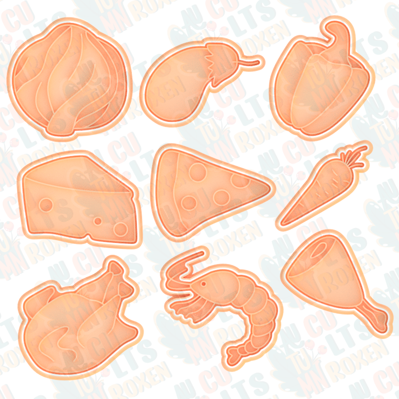 3D file Food cookie cutter set of 9 * 🍪・3D printable model to download ...