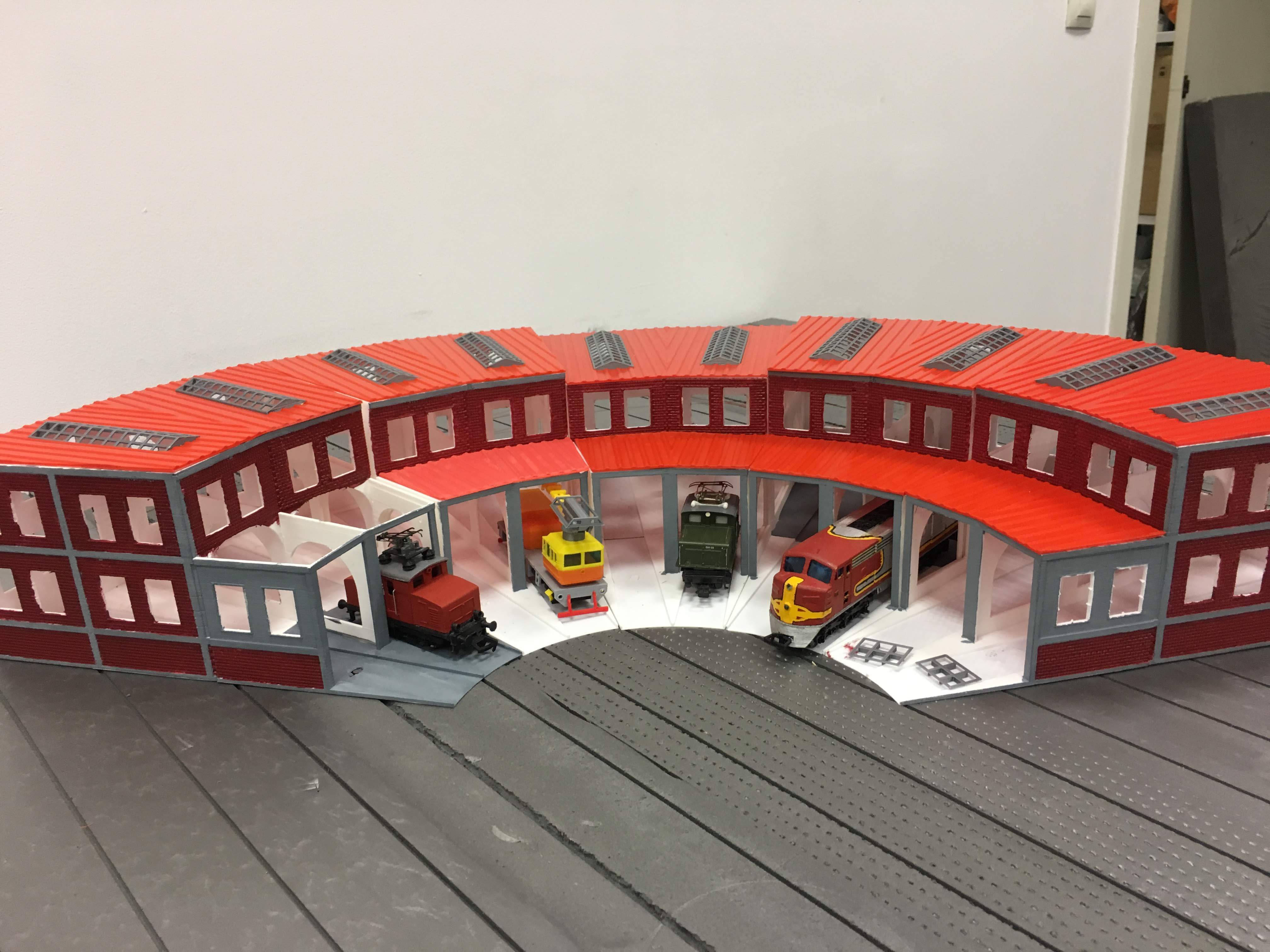 🚆 1:87 HO scale train depot with turntable・Free STL File for ・Cults
