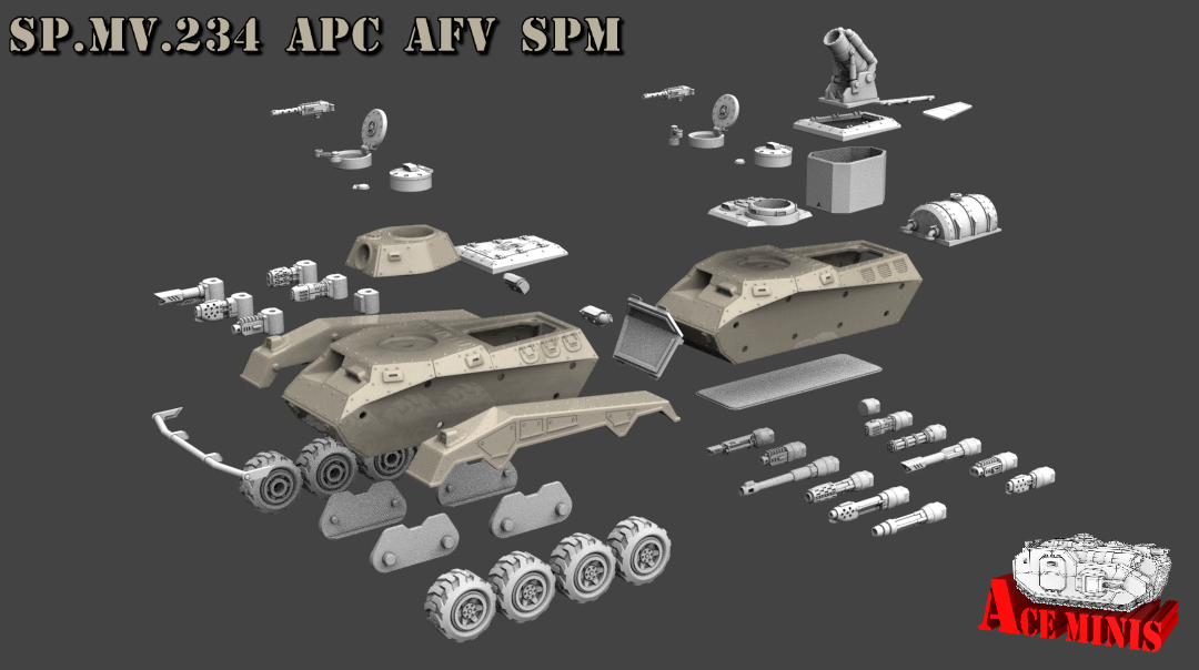 🎲 SP.MV.234 Lothar APC AFV SPM MRL SPAAG・ 3D File for ・Cults