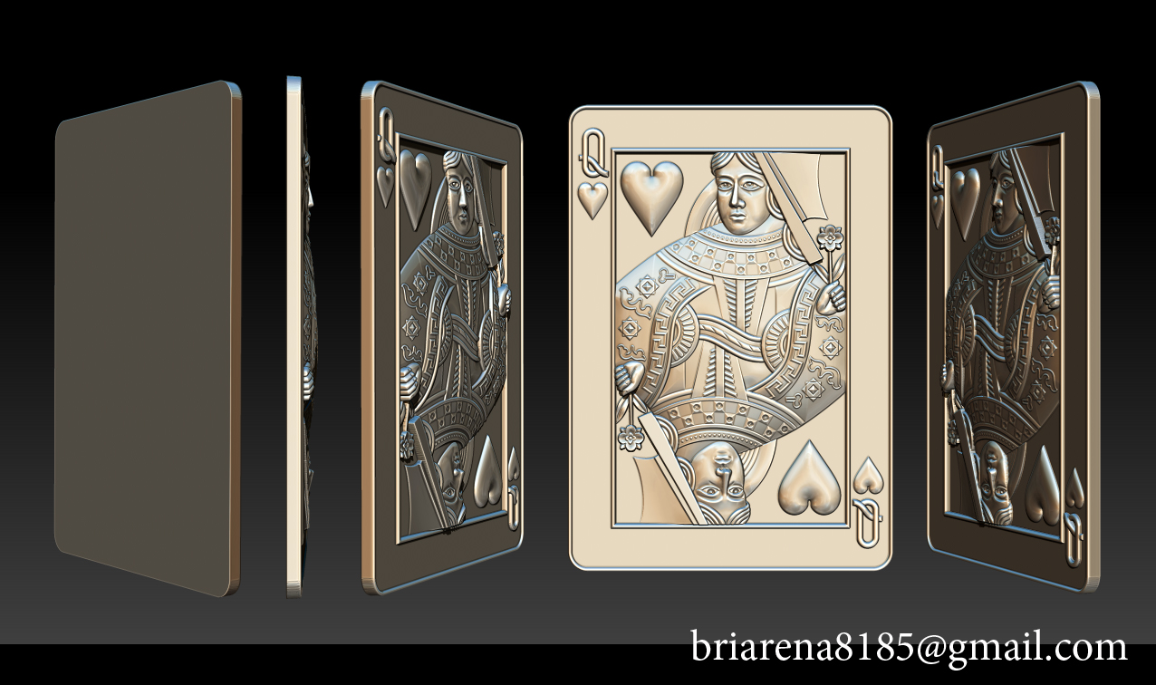 💜 Heart Queen Playing Card Pendant・ 3D File for ・Cults