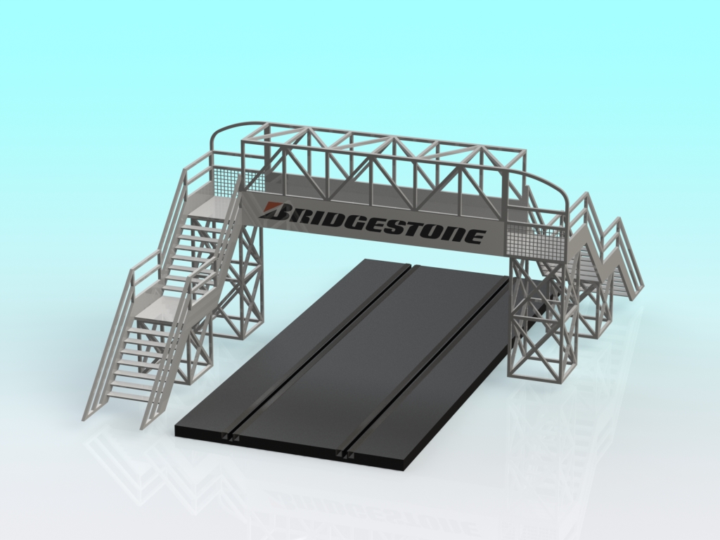 🚗 1:32 slot car foot bridge 2-lane・Free STL File for 3D printing・Cults